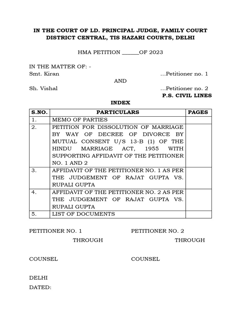 Format For First and Second Motion 1715483513 | PDF | Affidavit | Divorce