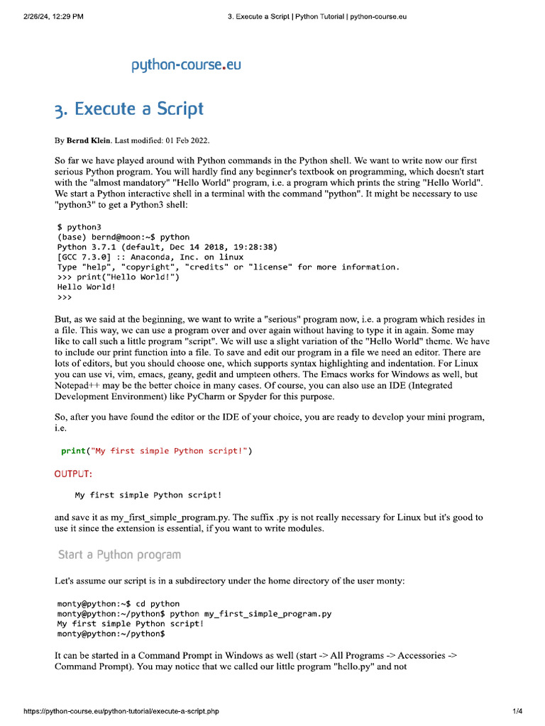 Execuet the Script | PDF