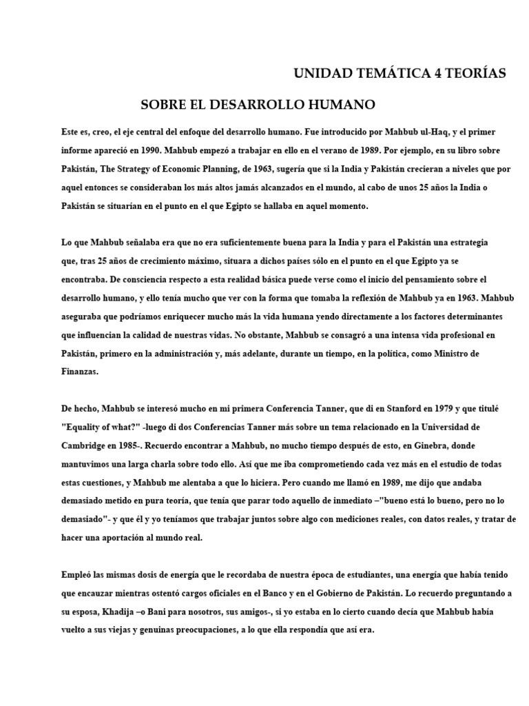 Unidad Temática 4 Teorías Sobre El Desarrollo Humano | PDF | Pobreza ... Unidad Temática 4 Teorías Sobre El Desarrollo Humano | PDF | Pobreza ...