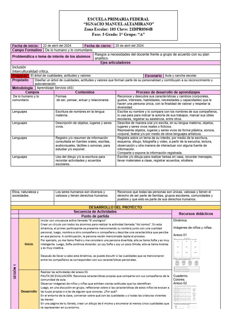 1 grado proyecto Arbol de cualidades, actitudes y valores | PDF ... 1 grado proyecto Arbol de cualidades, actitudes y valores | PDF ...