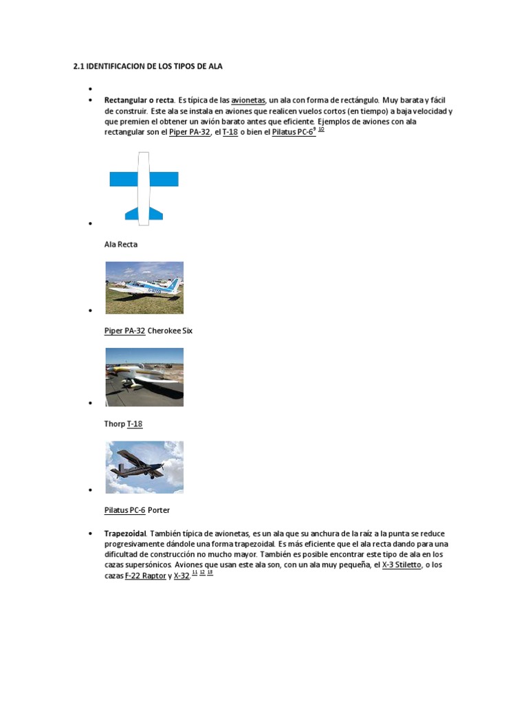 Tipos de alas en aviones | PDF | Ala | Avión de combate