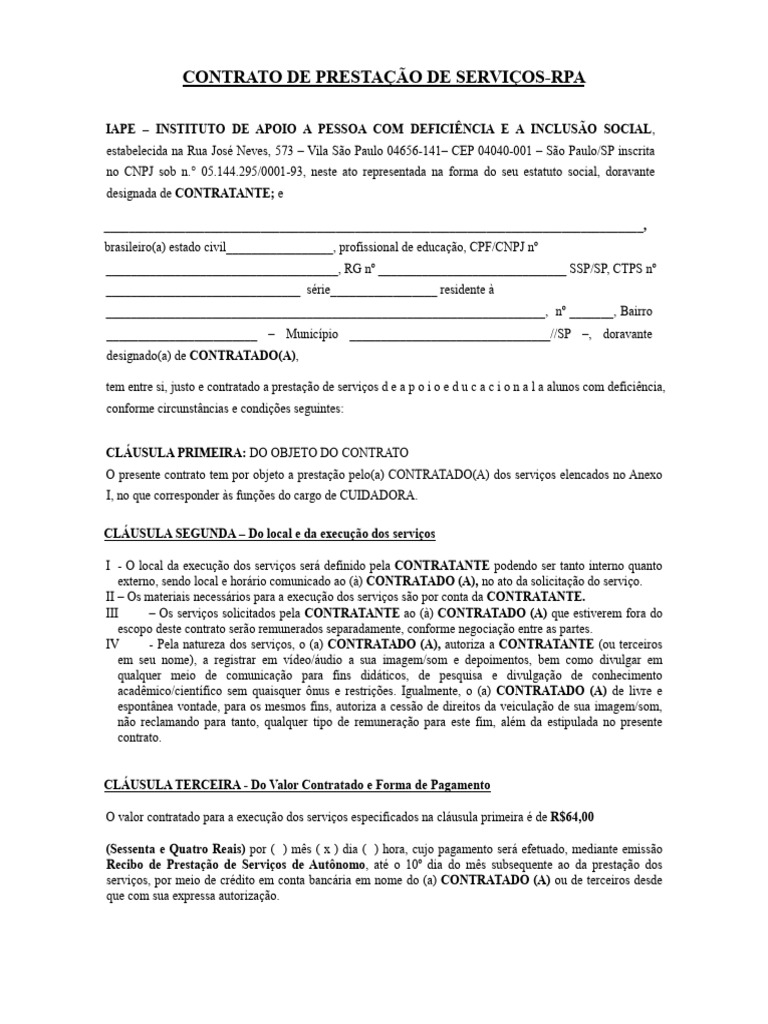 CONTRATO RPA - Leste 5 | PDF