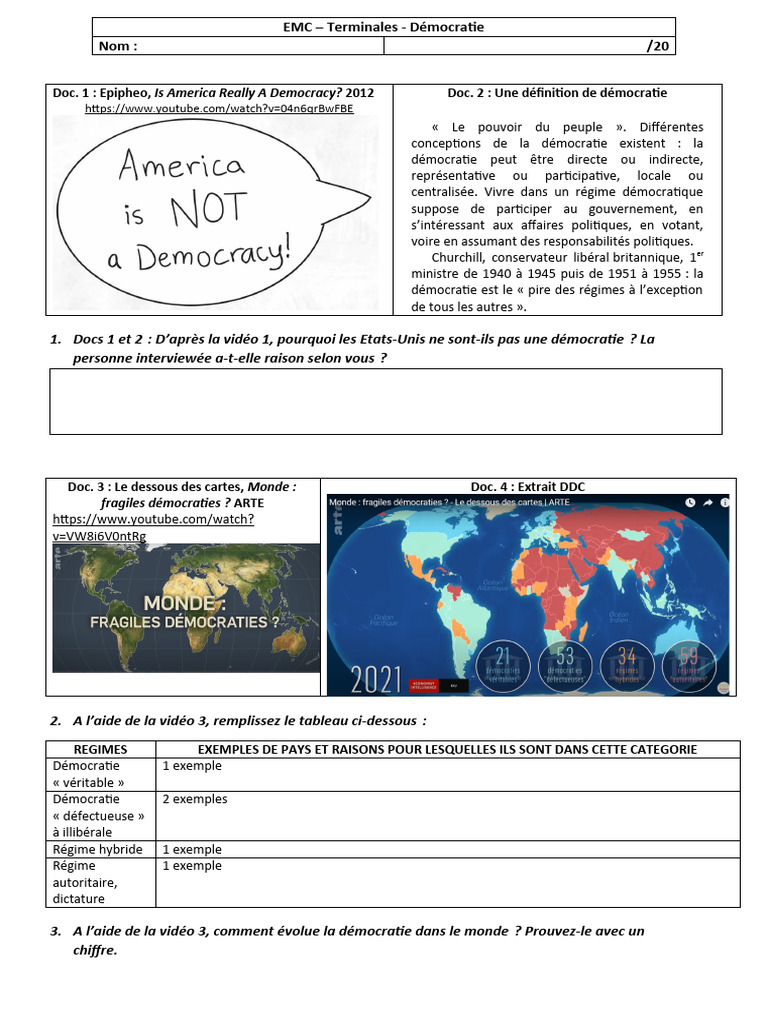 EMC TERMINALE Intro La D Mocratie | PDF | Démocratie | Idéologies politiques