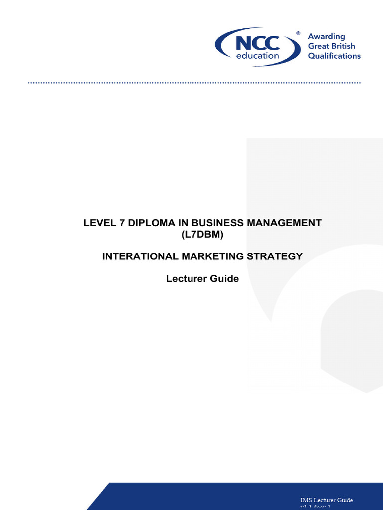 IMS Lecturer Guide v1.1 | PDF | Marketing | Lecture