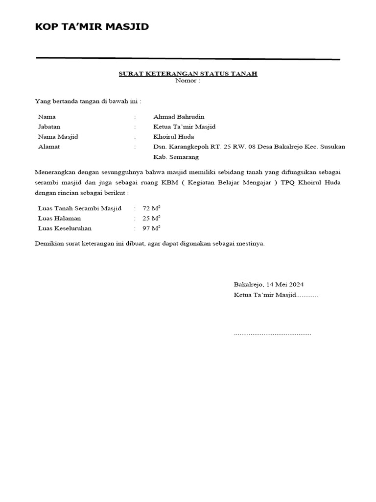 Suket Status Tanah TPQ | PDF