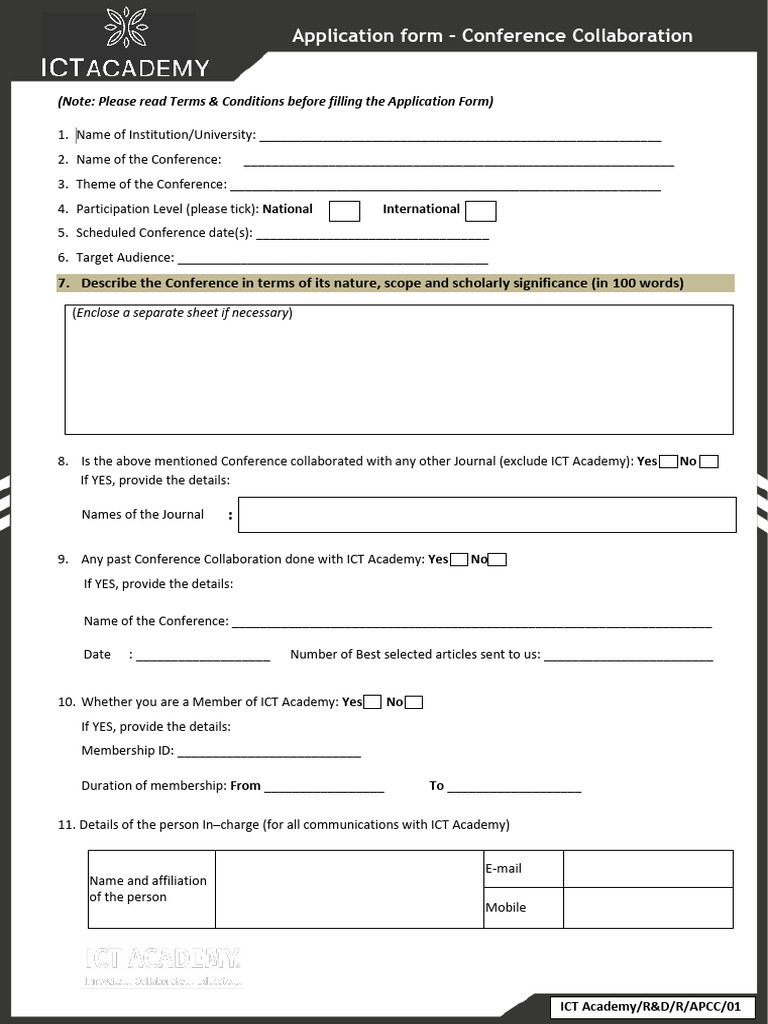 ICTACT Journals Application Form Conference Collaboration | PDF