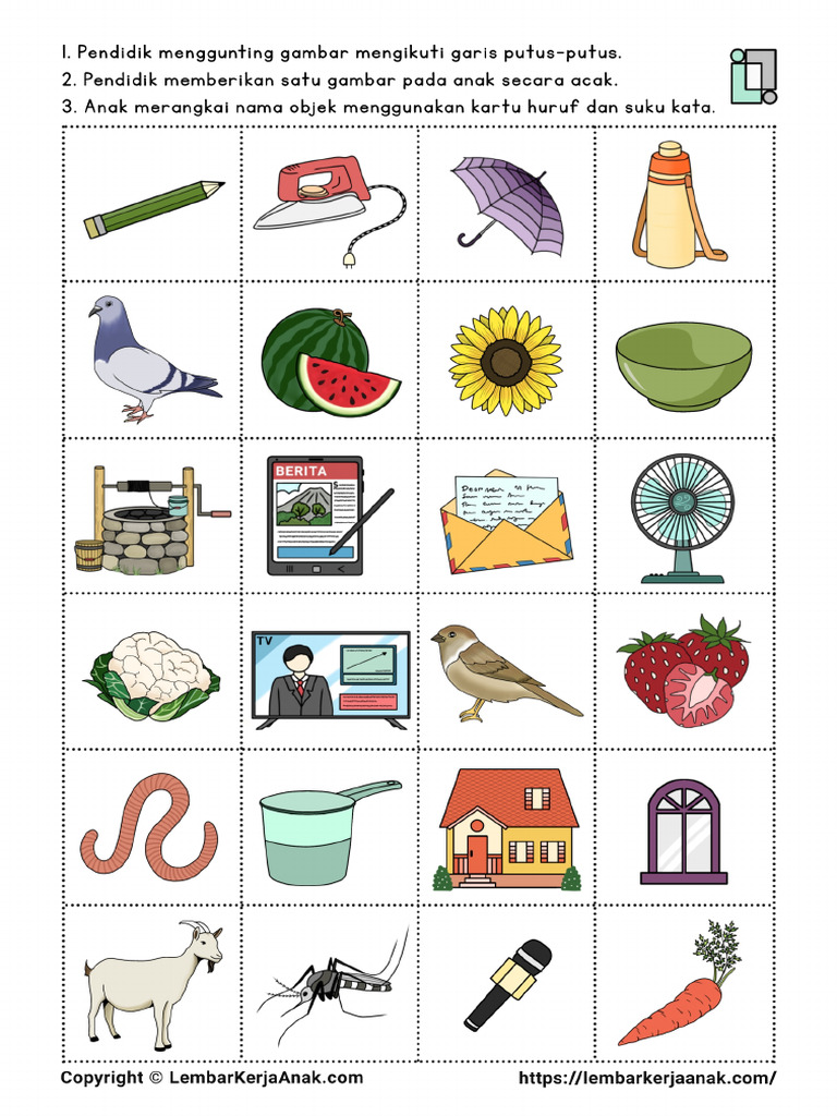 Kartu Gambar - Merangkai Suku Kata | PDF