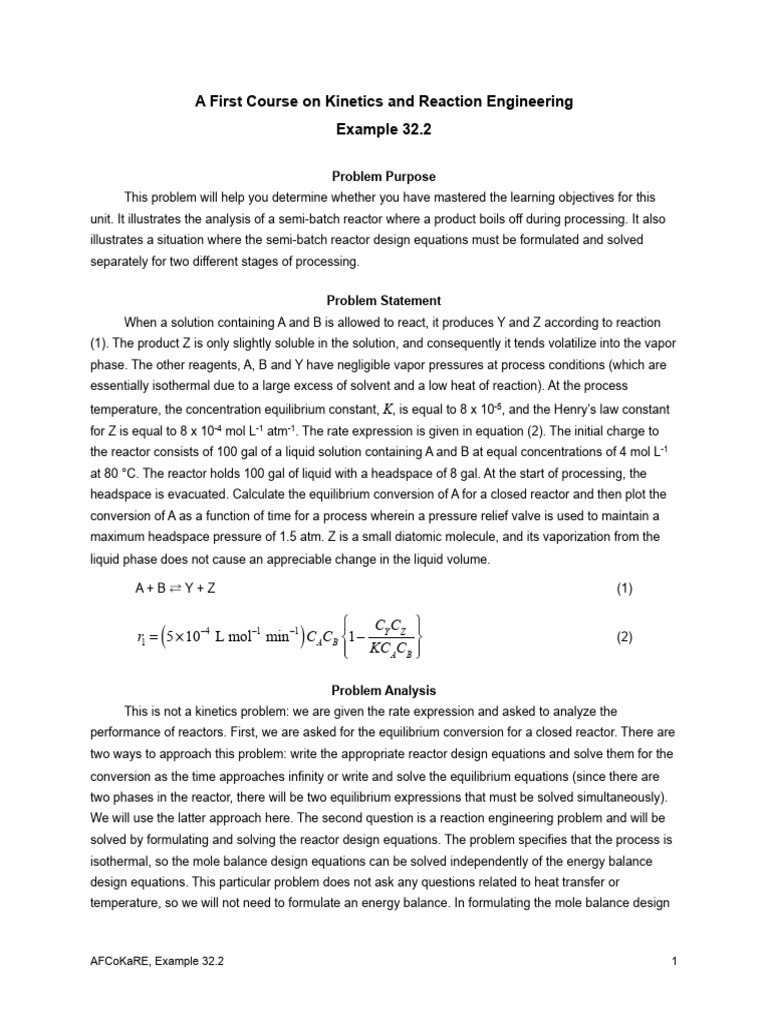 32 Example 2 | PDF | Chemical Equilibrium | Chemical Reactor
