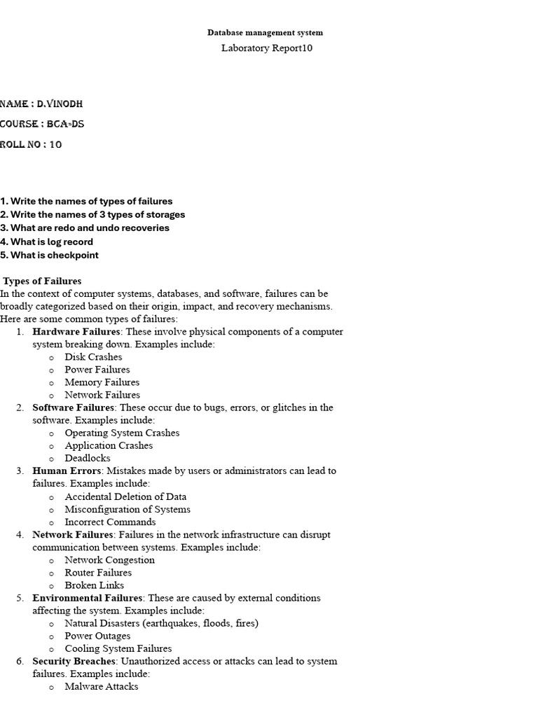 Lab Report 10 Dbms | PDF | Computer Data Storage | Databases
