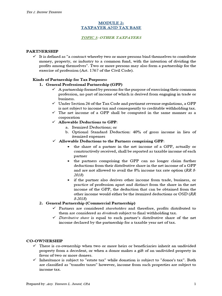 Module 2. Topic 3 | PDF | Tax Deduction | Taxes