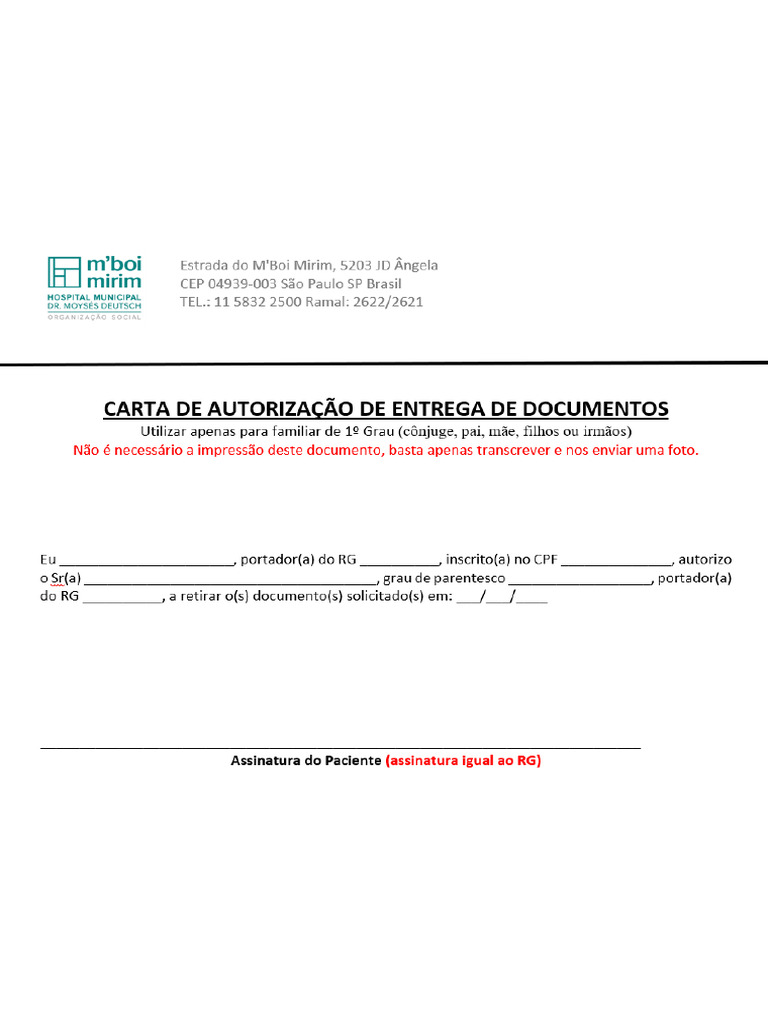 Carta de Autorizacao | PDF
