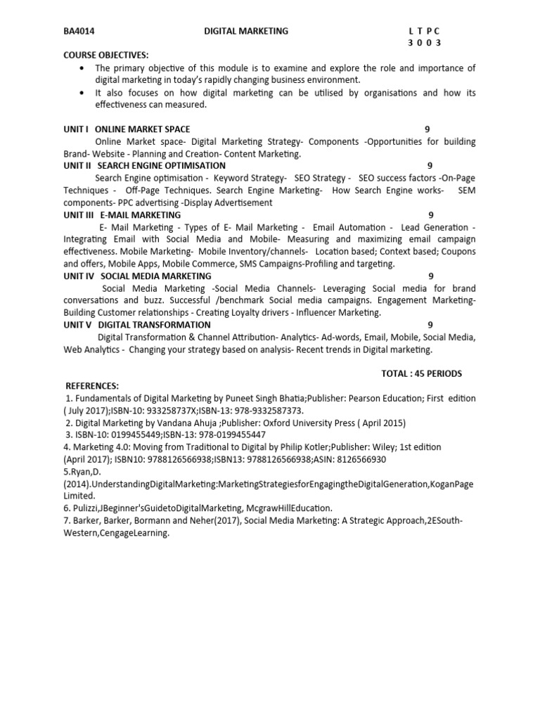 Digital Marketing Syllabus | PDF | Digital Marketing | Marketing