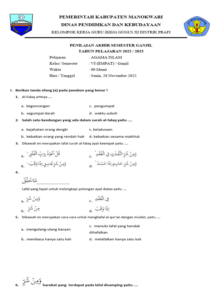 Soal Pas Pai SD Kelas 4 | PDF