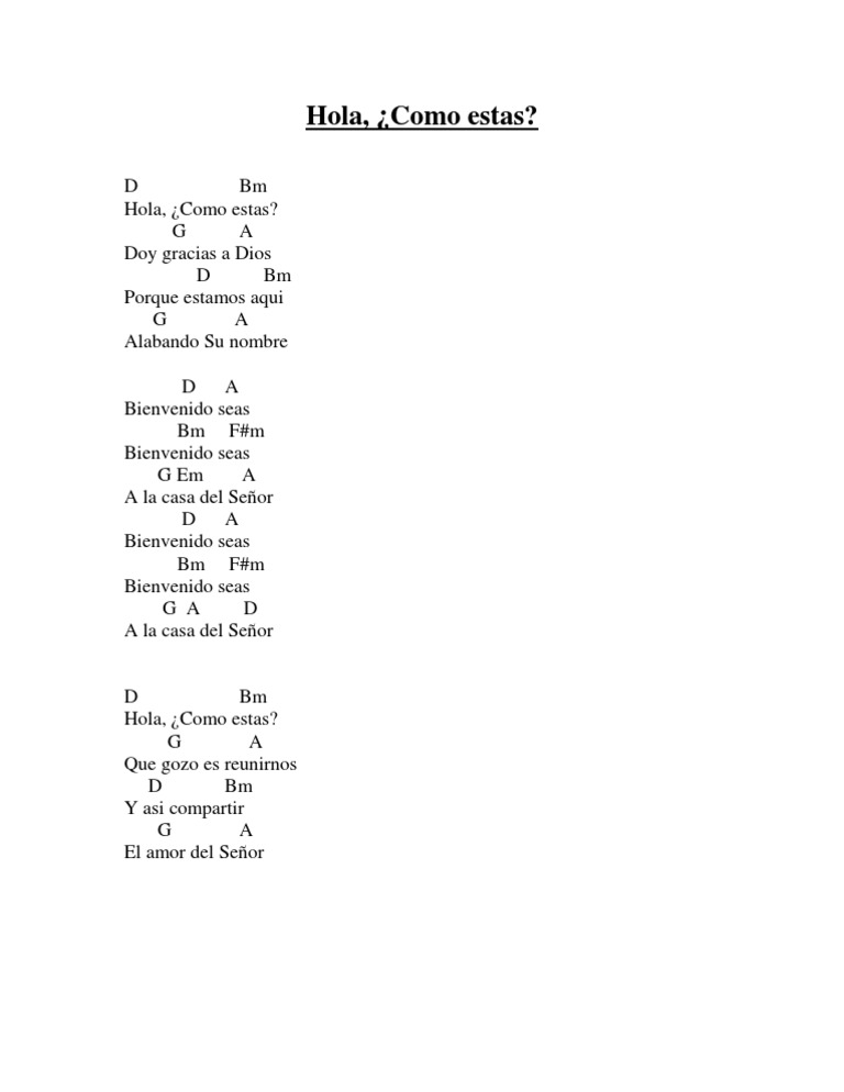 Acordes y letra de "Hola, ¿Cómo estás?" | PDF