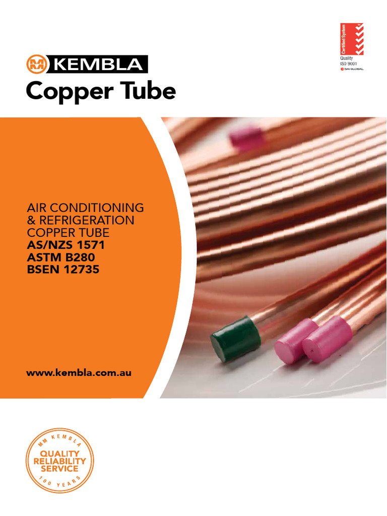 Export Copper ACR Tube ASNZS 1571 ASTM B280 BSEN 12735 E67 19 LR | PDF ...