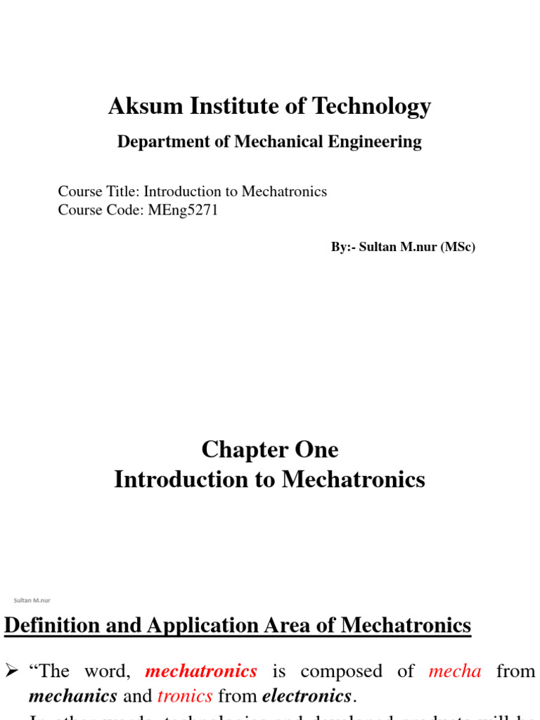 Ch1-Introduction To Mechatronics | PDF | Programmable Logic Controller | Microcontroller