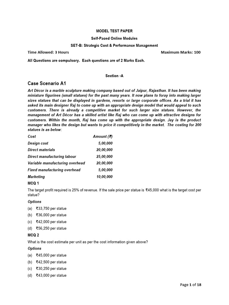 Model Test SCMPE | PDF | Cost | Supply Chain