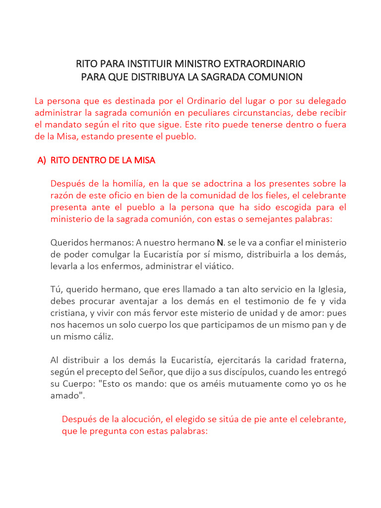 Rito para Instruir | PDF | eucaristía | Familias denominacionales ...