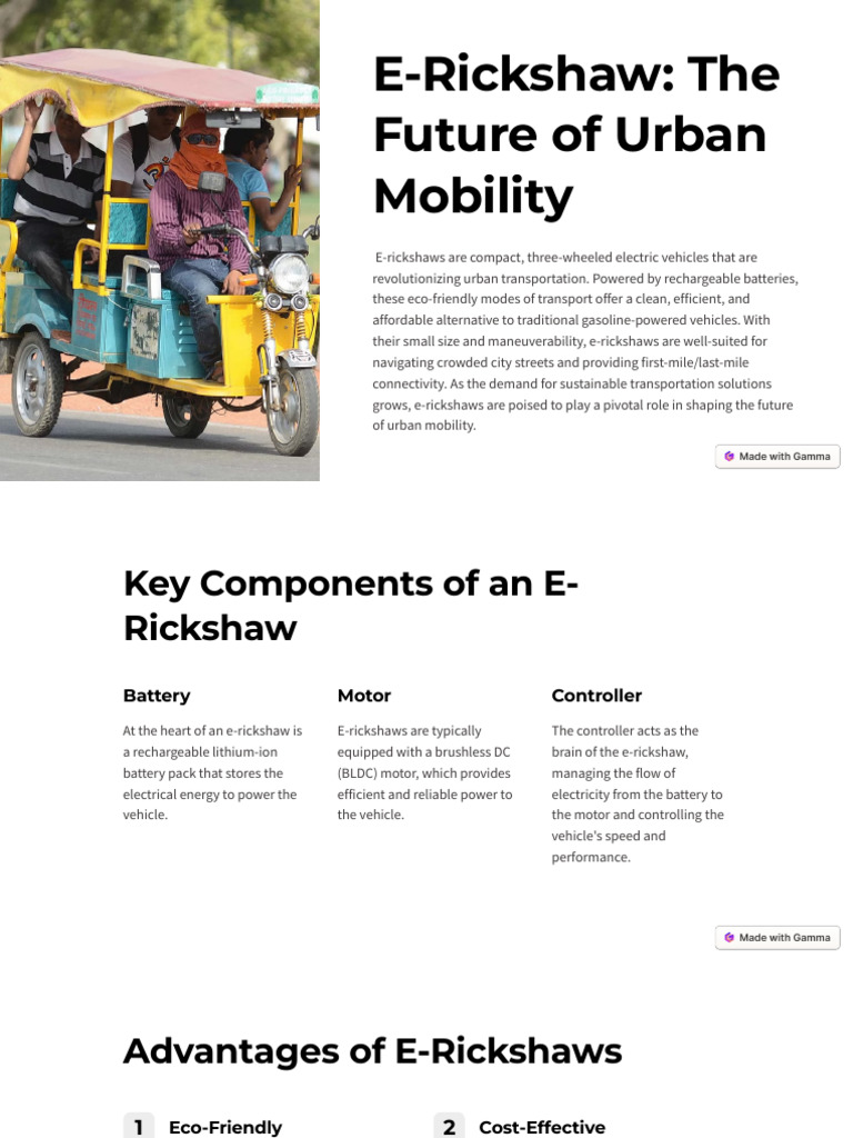 E Rickshaw The Future of Urban Mobility | PDF | Transport ...