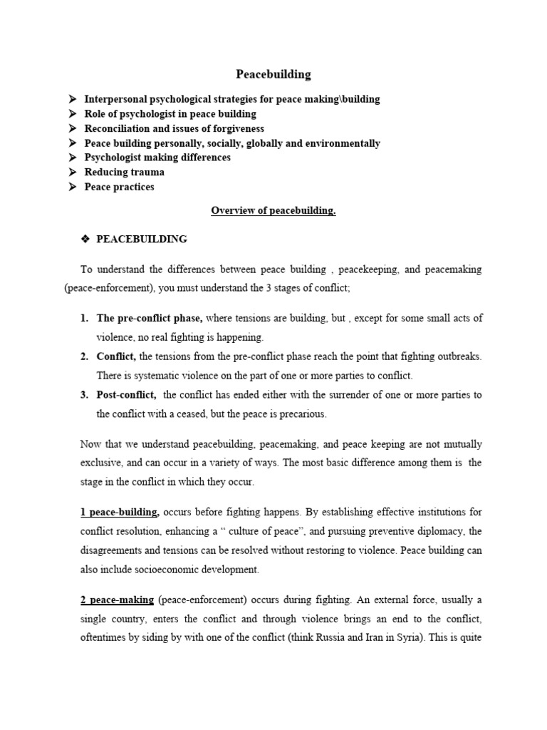 Peacebuilding in Peace Psy | PDF | Peacebuilding | Forgiveness