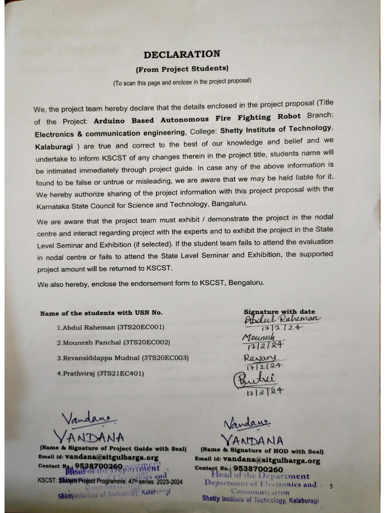 02 - Arduino Based Autonomous Fire Fighting Robot - Declaration ...