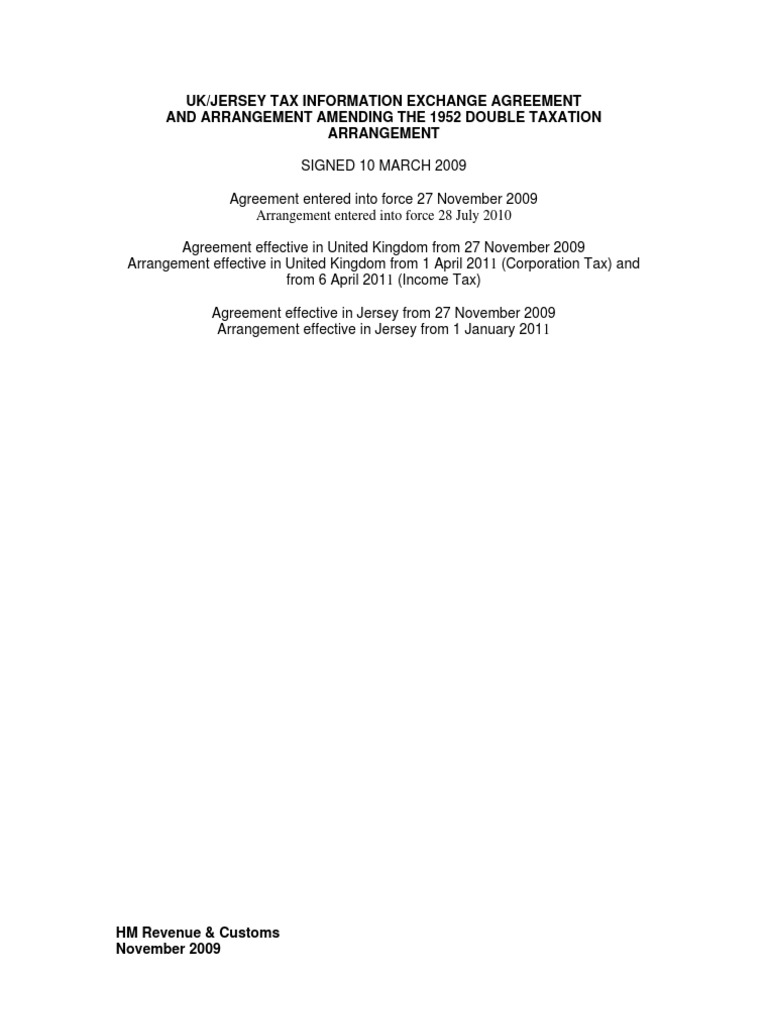 TIEA Agreement Between Jersey and United Kingdom | PDF | Double ...