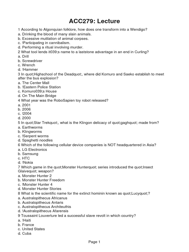 ACC279 Practice Problems 8 | PDF