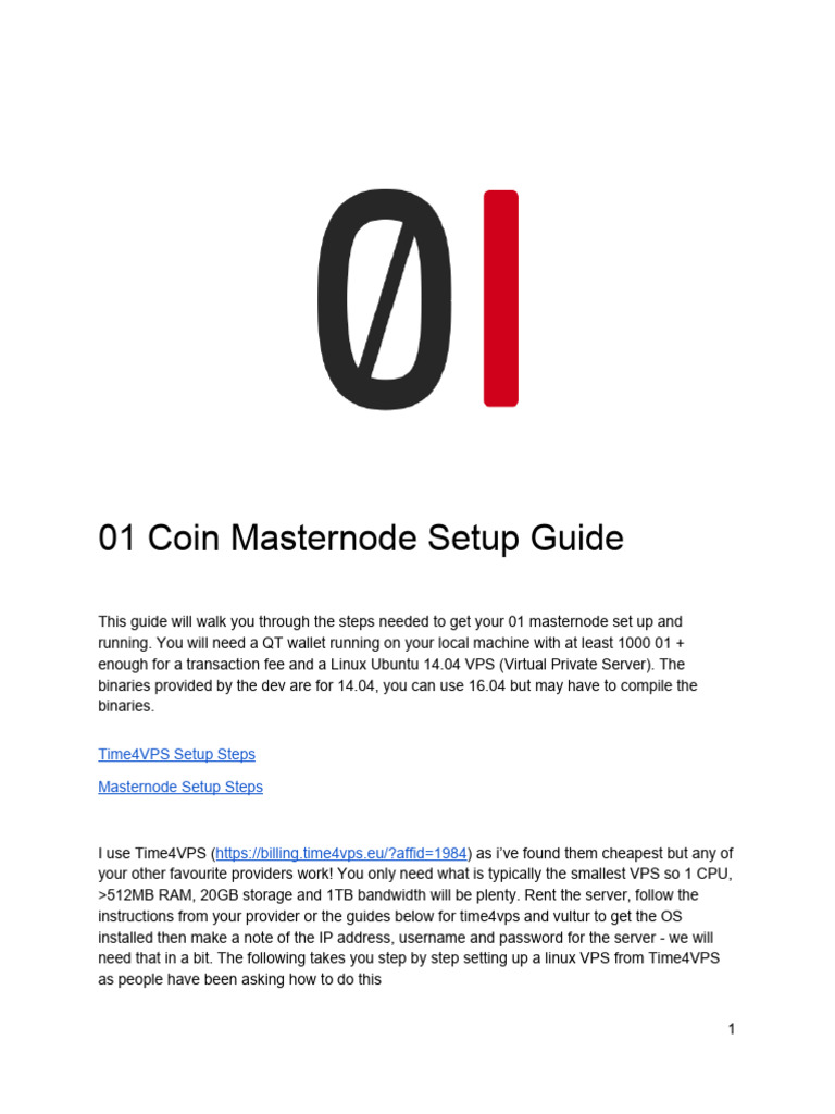 01 Coin Masternode Setup Guide | PDF | Sudo | Command Line Interface