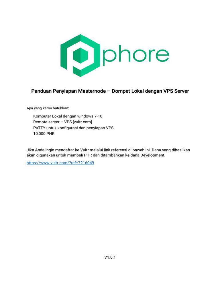 Phore Masternode Guide IND | PDF