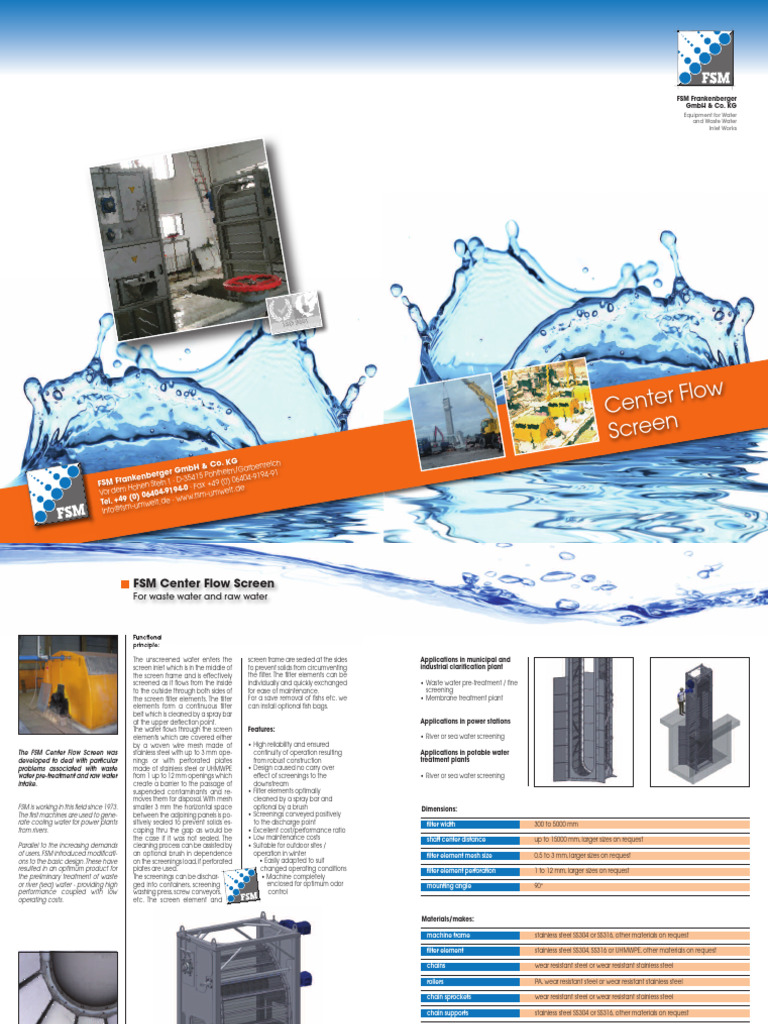 FSM 膜格栅 Center flow engl - i | PDF | Stainless Steel | Water