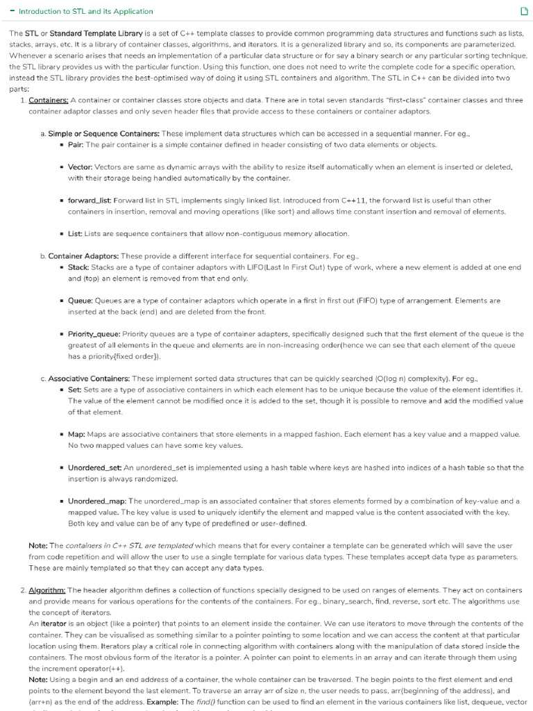 STL C++ Introduction | PDF