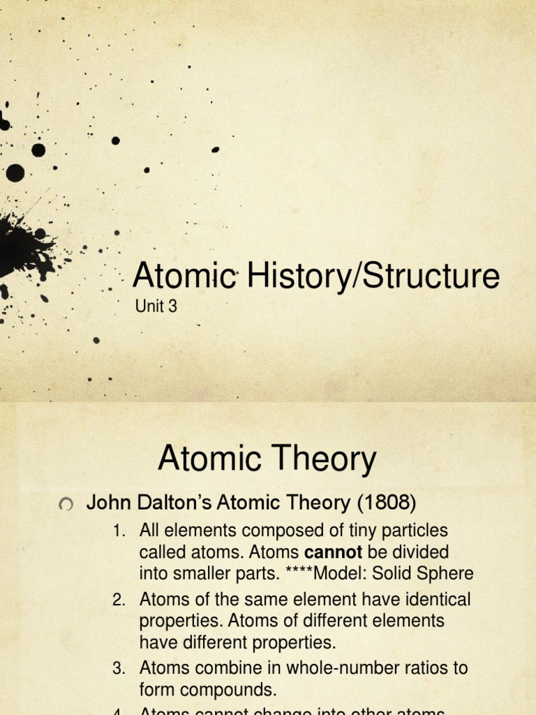 Atomic History/Structure: Unit 3 | PDF | Atoms | Atomic Nucleus