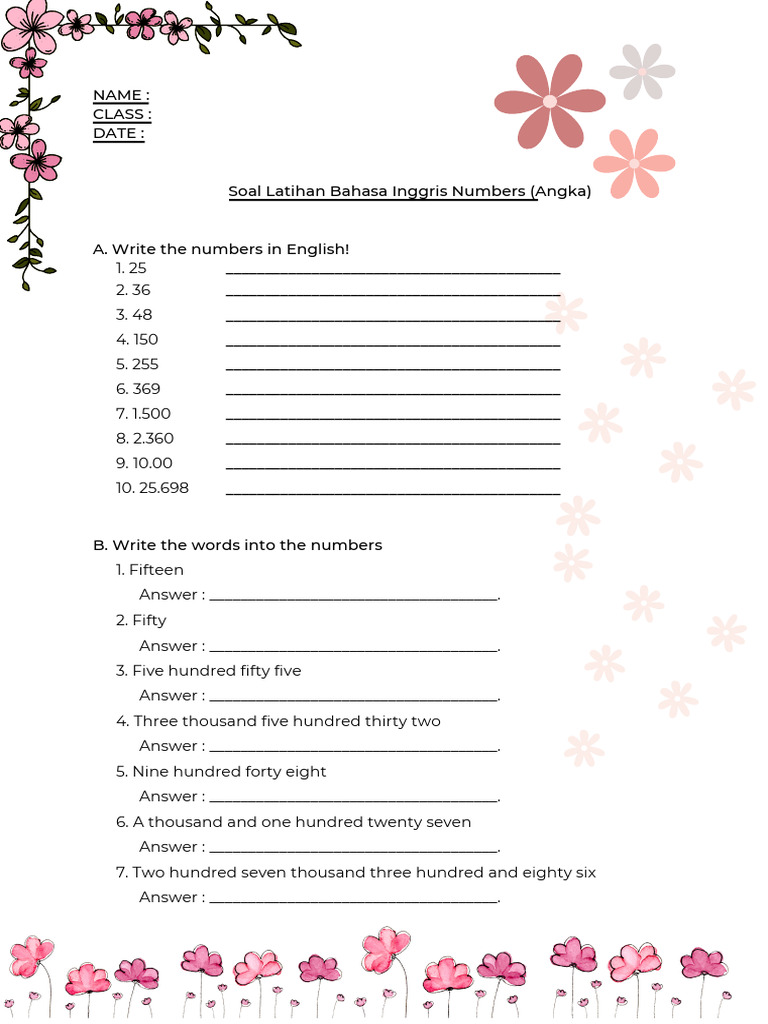 English Numbers and Days Practice | PDF | Career & Growth | Teaching ...