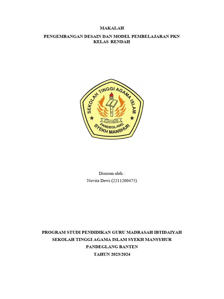 Pengembangan Desain Dan Model Pembelajaran PKN Kelas Rendah Revisi | PDF | Pengembangan Diri