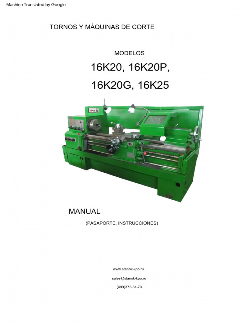 16K20, 16K20P, 16K20G, 16K25: Tornos Y Máquinas de Corte | PDF ...