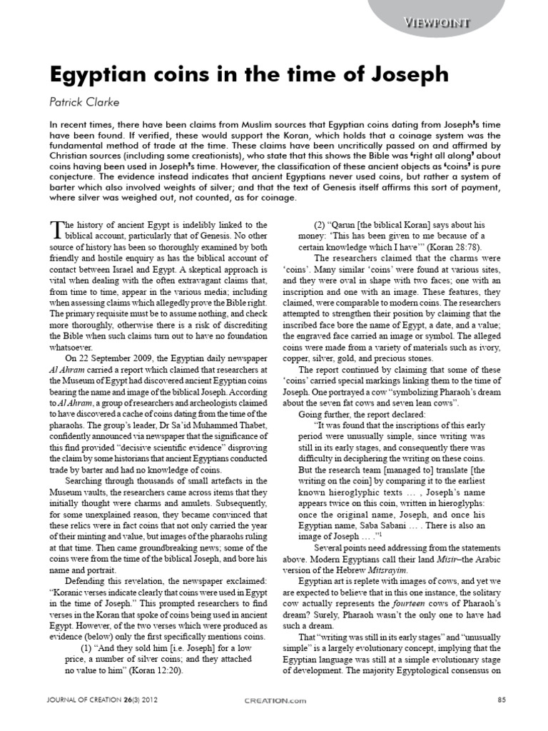 Ancient Egyptian Coins and Joseph's Time | PDF | Lydia | Coins