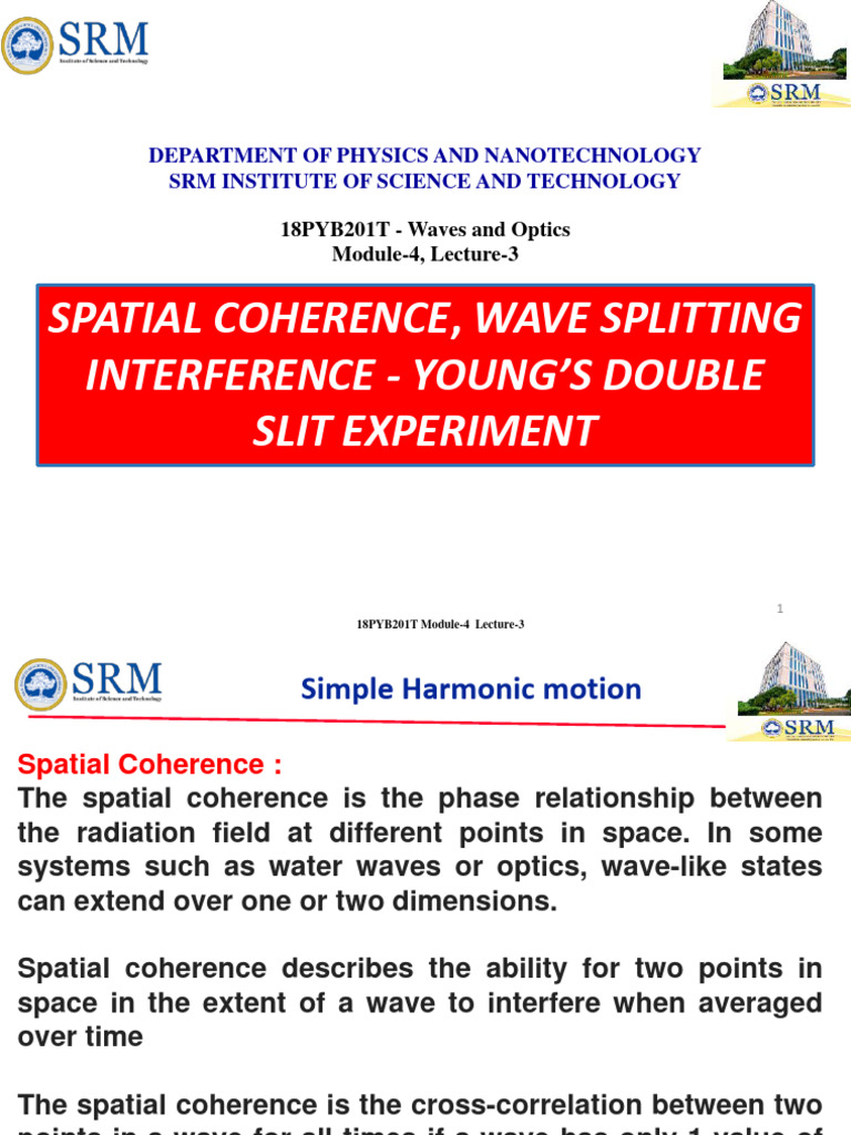 Optics - Waves - Module 04 - Lecture 03 | PDF | Coherence (Physics) | Waves