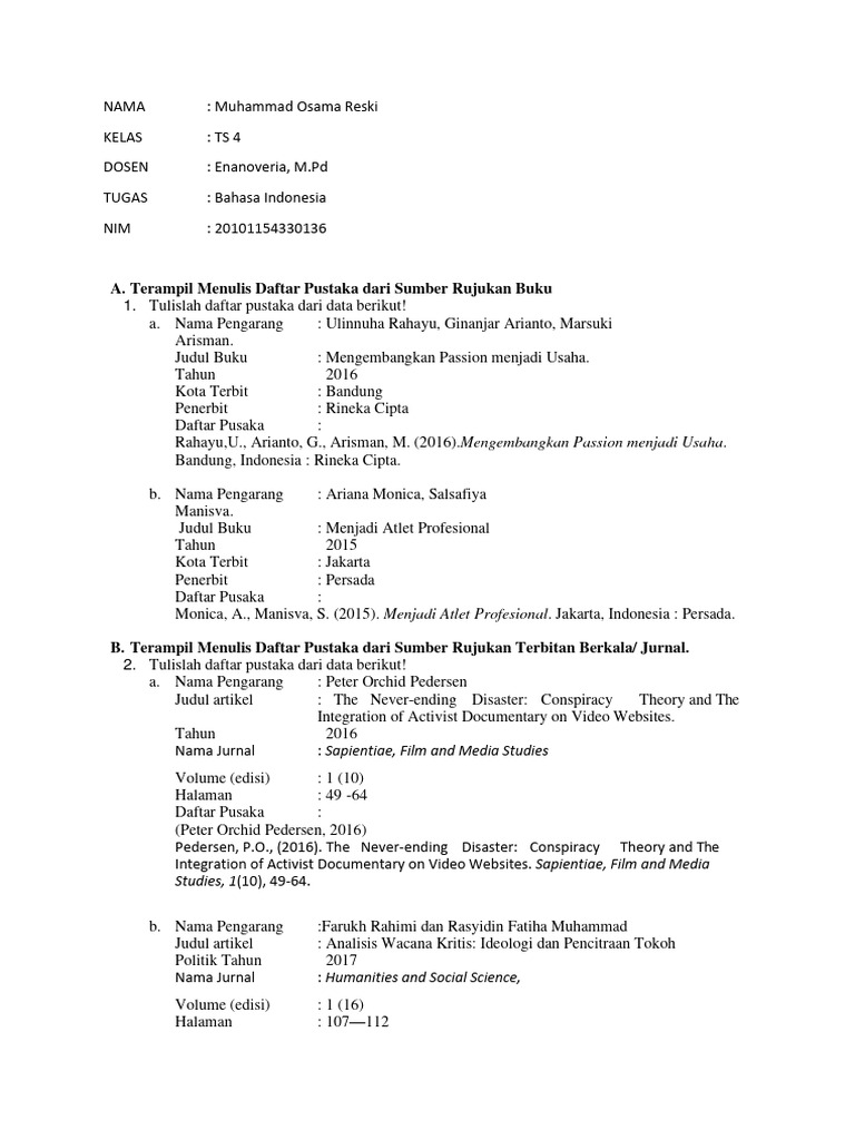 Tugas Bahasa Indonesia P.13 - Muhammad Osama Reski | PDF | Ilmu Sosial