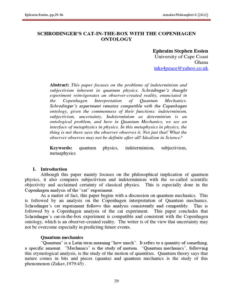 Ephraim Essien Schrodingers Cat in The B | PDF | Photoelectric Effect | Quantum Mechanics