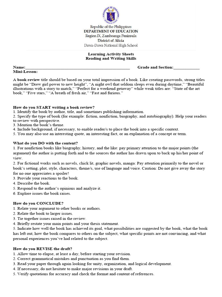 Mini Lesson Book Review | PDF | Books | Novels