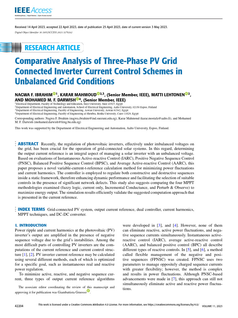 Comparative Analysis of Three-Phase PV Grid Connected Inverter Current Control Schemes in ...