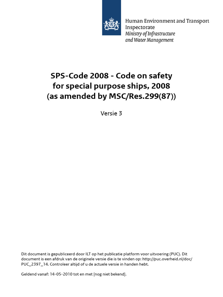 SPS-Code 2008 - Code On Safety For Special Purpose Ships 2008 (As Amended by MSCRes.299 (87 ...