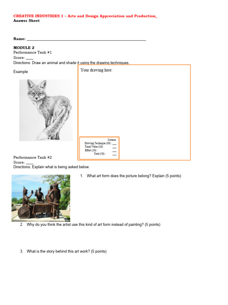 Creative Industries 1: Arts Module Activities | PDF | Shutter Speed ...