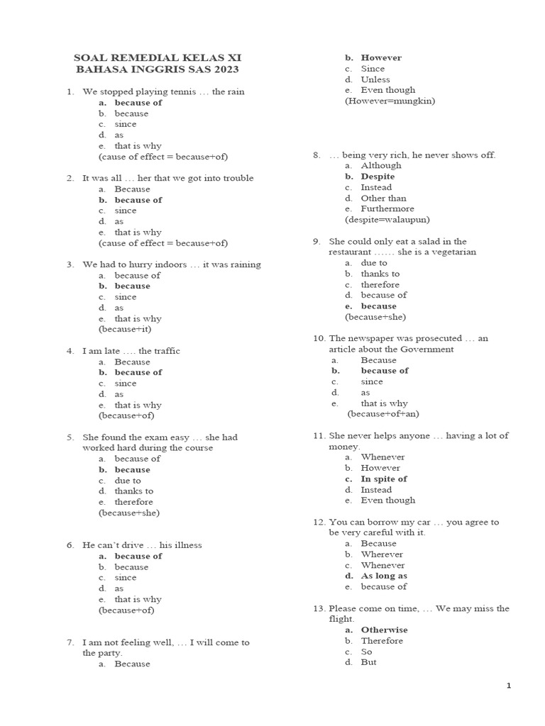 Remedial English Test for Grade 11 | PDF