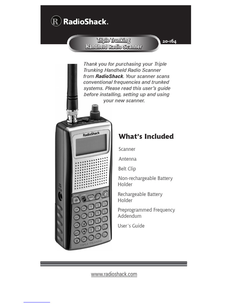 Pro 164 Triple Trunking Scanner Guide | PDF | Rechargeable Battery ...