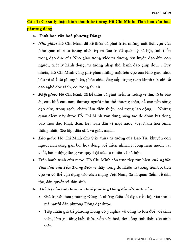 TTHCM - Nội dung thi cuối kỳ - final | PDF