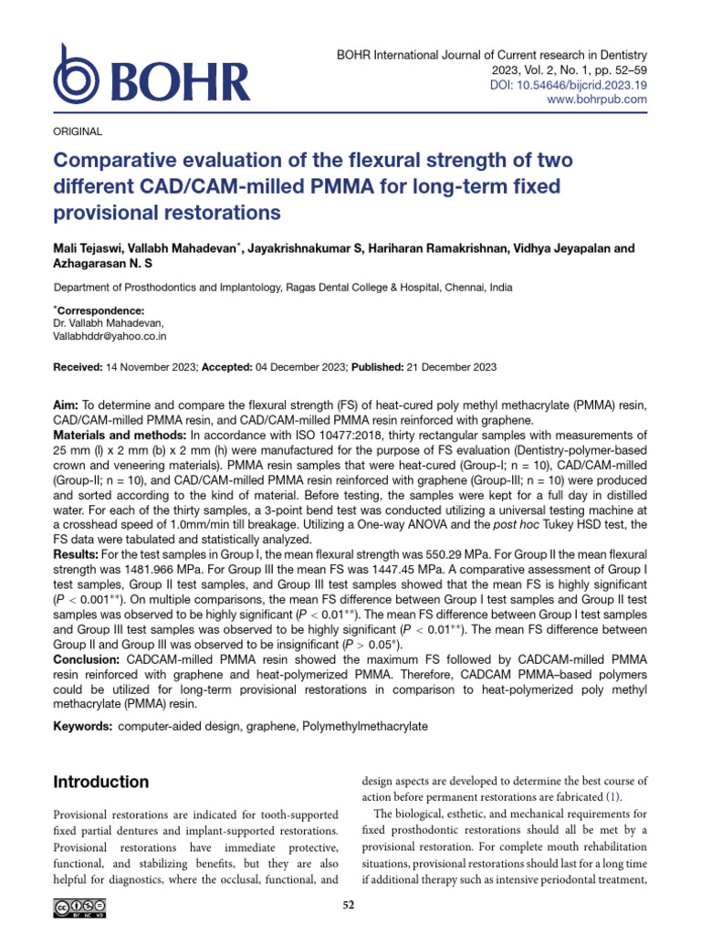 Comparative Evaluation of The Exural Strength of Two Different CAD/CAM ...