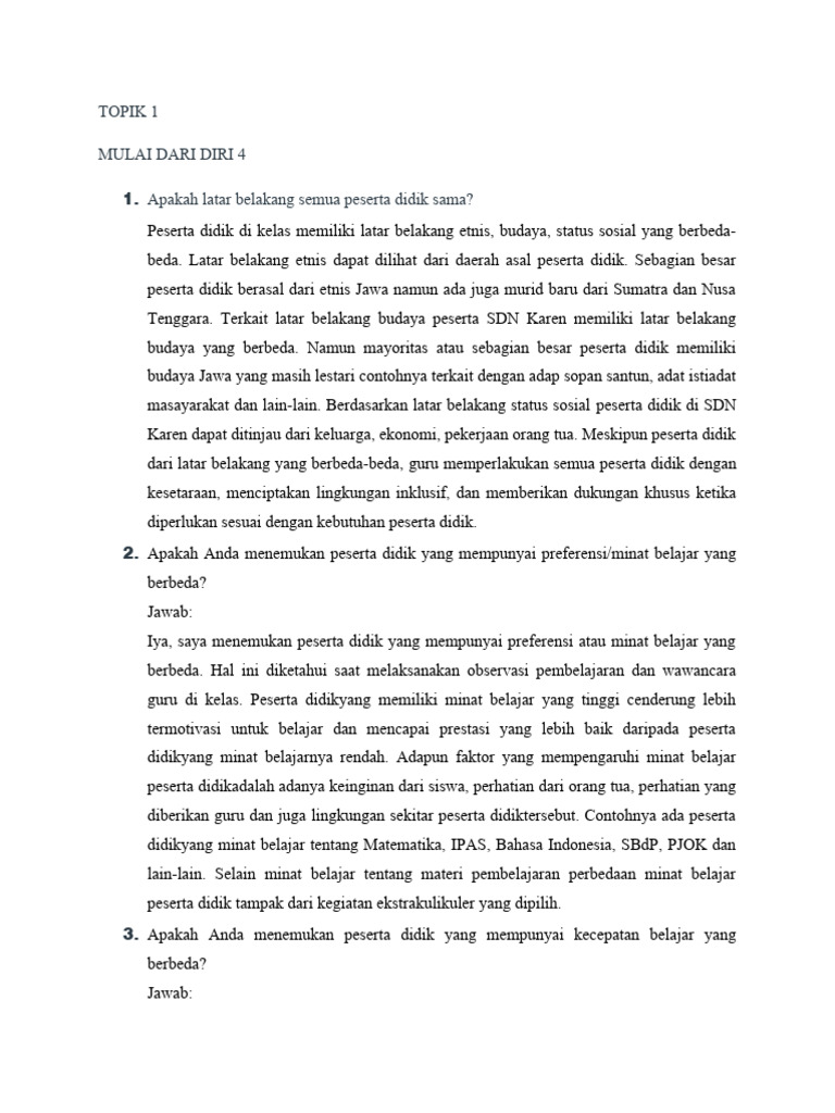 T1 - PPA 2 - Mulai Dari Diri 4 - Nur Rohmah - 23100260103 | PDF