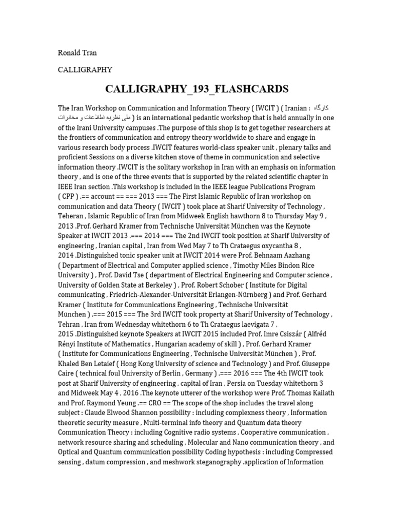 Calligraphy 193 Flashcards | PDF | Computer Science | Communication