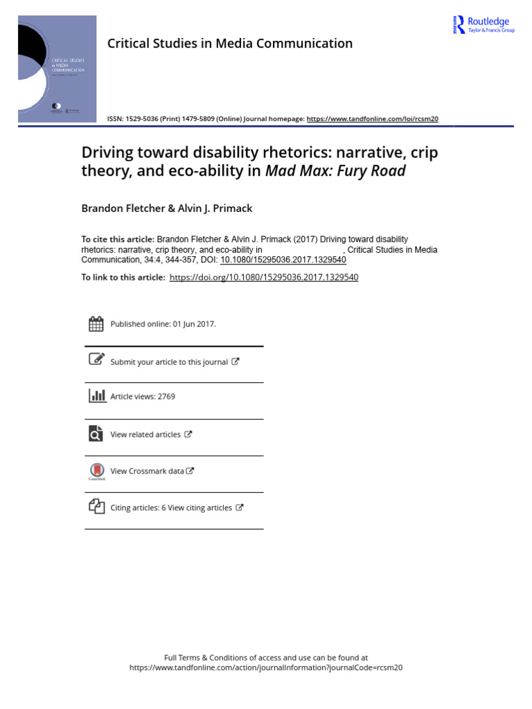 Driving Toward Disability Rhetorics Narrative Crip Theory and Eco ...